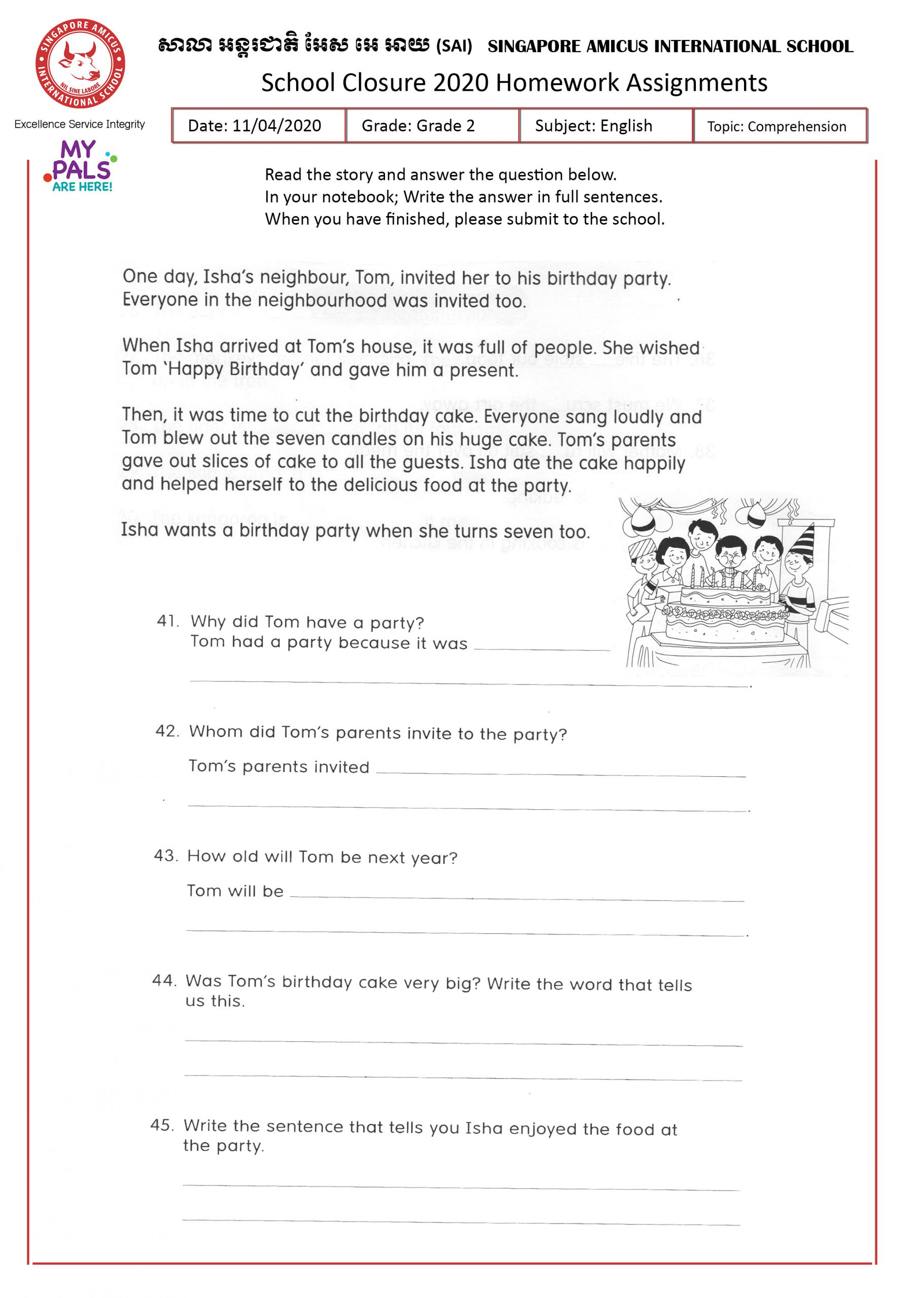 Grade 2 – English and Maths – Singapore Amicus International School